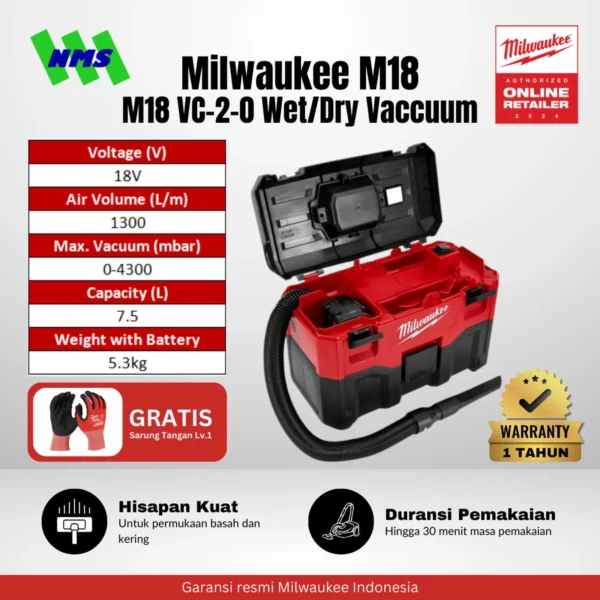 Milwaukee M18 VC-2-0 - AYO BELI DI NMSTOOLS