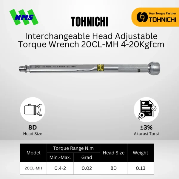 TOHNICHI Torque Wrench 20CL-MH - BELI DI NMSTOOLS