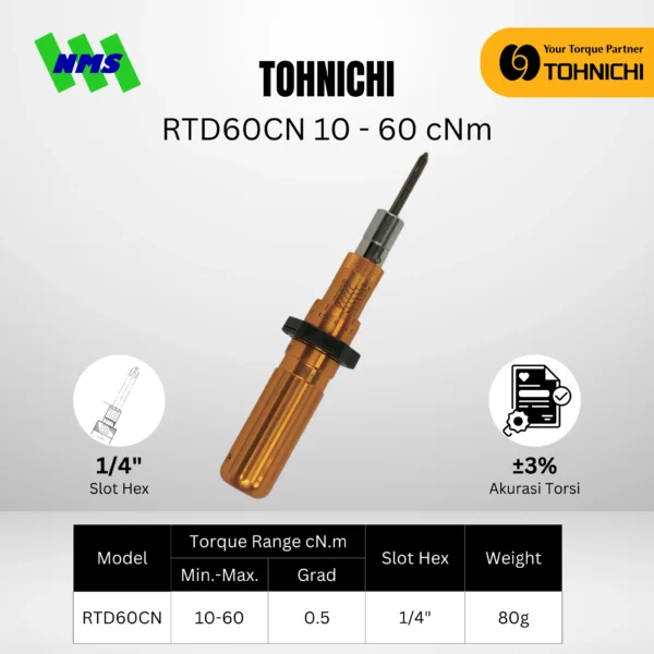TOHNICHI Torque Screwdriver RTD60CN - BELI DI NMSTOOLS
